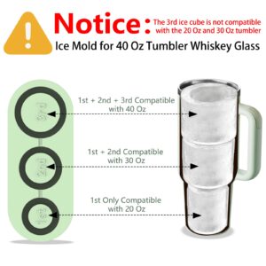 sheheme for Stanley Ice Mold,Silicone Ice Cube Tray for Stanley Cup 40 oz,Reusable Tumbler Ice Cube Mold With Lid and Bin for Ice Drink,Mix Juice,Whiskey,Cocktail.BPA Free Ice Cubes Maker (Green)