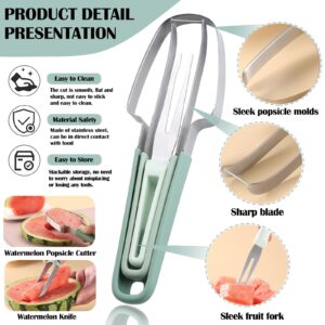 FMOYSIEN Watermelon Cutter Slicer Tool,3-in-1 Stainless Steel Watermelon Cutter Watermelon Popsicle Cutter Watermelon Fork Fruit Cutting Tool for Kitchen Utility Gadgets