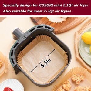 Mini Air Fryer Paper Liners Square, 5.5inch Small Air Fryer Disposable Paper Liners 125PCS, Suitable for Cosori Mini Air Fryer 2.1Qt, Dash 2.6Qt, Instant Vortex 2Qt amd other 2-3Qt Mini Air Fryer