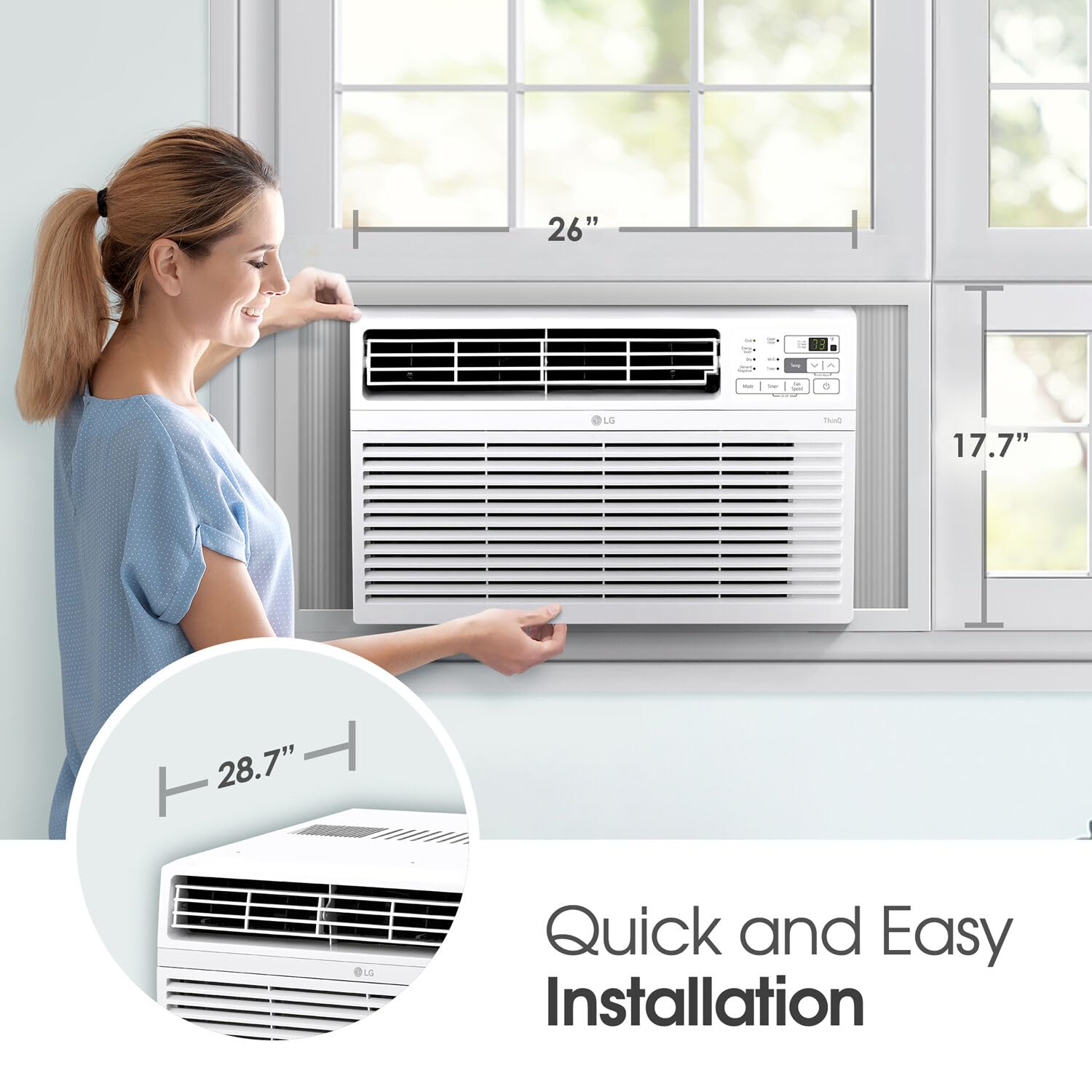 LG LW1824RD, White 18,000 Window Air Conditioner, 230/208V, 1,000 Sq.Ft. (25' x 40' Room Size), Quiet Operation, Electronic Control with Remote, 3 Cooling & Fan Speeds, Auto Restart, 18000 BTU