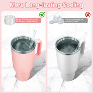 Ice Mold for Stanley Cup 40 oz 30 oz Tumbler, Silicone Ice Cube Tray with Lid for Freezer, Ice Drink, Juice, Whiskey, Cocktail, 4 Pcs Cylinder Ice Ring for Stanley Cup Accessories