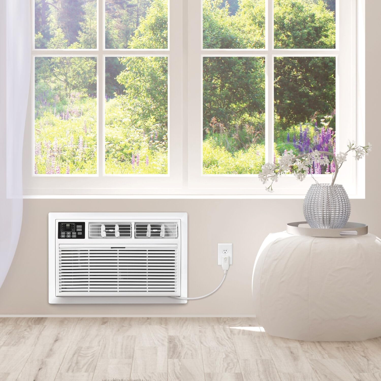 Whirlpool 14,000 BTU Through the Wall Air Conditioner, 230V, Cools up to 700 Sq. Ft for Living Room, Bedroom, Kitchen, Apartment, with Dehumidifier, Remote Control, Digital Display, 24H Timer, White