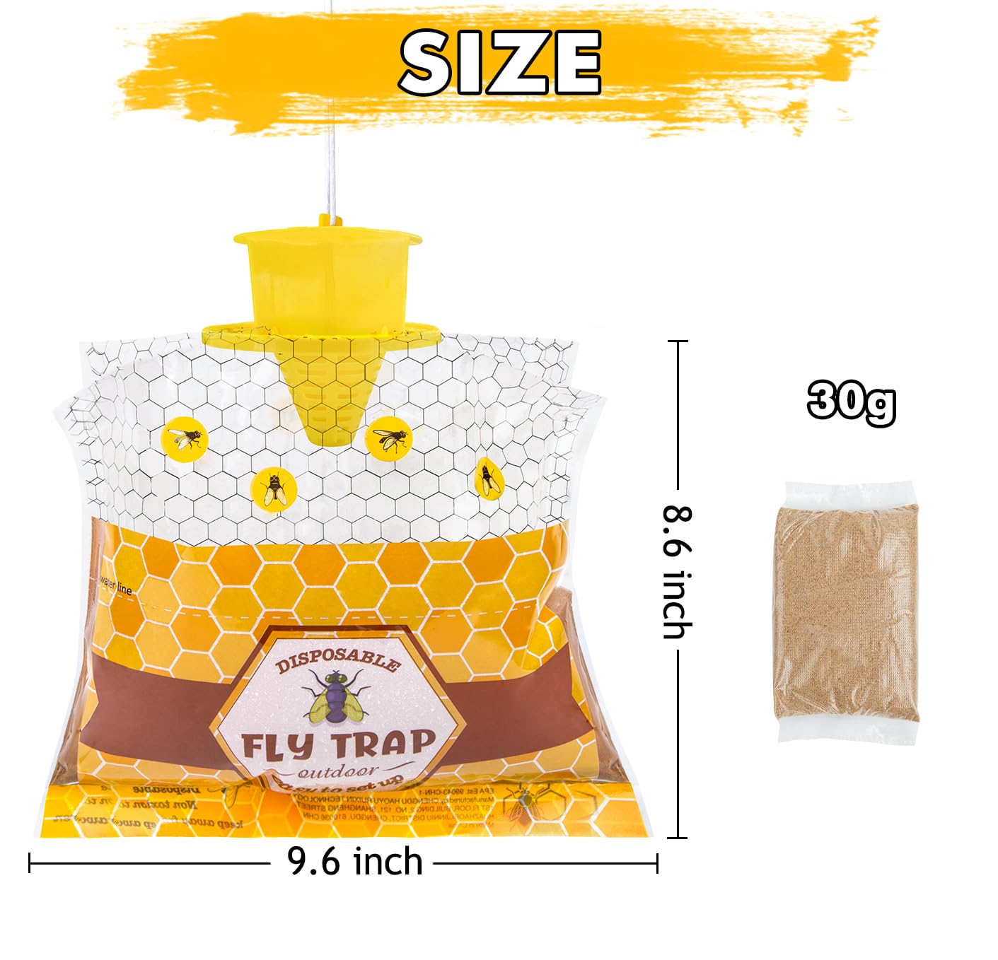 Fly Traps Outdoor Fly Trap Hanging, 8 Natural Pre-Baited Fly Bags Outdoor Disposable, Fly Hunter Catchers Control Killer Repellent Outdoors, Stable Horse Farm Barn Ranch Fly Trap for Mosquito Bug