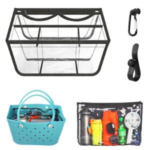 clear beach bag organizer compatible with bogg bag x large size, pvc insert divider liner for xl bogg bag accessories (clear-black)