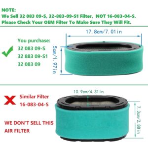 7000 Series Air Filter for Kohler,Premium 32 083 09-S Air Filter 32 083 09 32 883 09-S1 KT715 KT725 KT730 KT735 KT740 KT745 19HP-26HP Engine MTD Lawn Mower (Pack of 2)