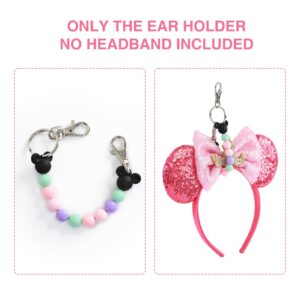 Fancheer Mouse Ears Holder for Backpack Bag Beaded Lanyard Keychain Trip Accessories Headband Hanging Display Organizer Decor Purple