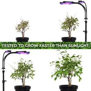 Everlasting Comfort Grow Lights for Indoor Plants Full Spectrum - Plant Lights for Indoor Growing (4 Lamps), 3-18 Hour Timer, Adjustable 63" Tripod, LED Grow Lights, Plant Light for Seed Starting