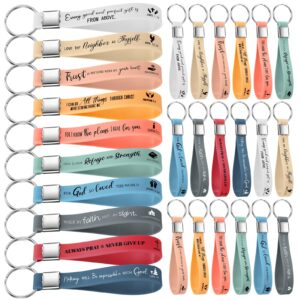 ferreve 30 pcs inspirational christian keychains bulk bible verse silicone keychains religious key rings for employee staff coworkers church christmas party favors(colorful)