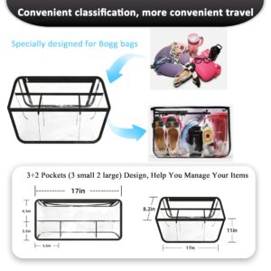 LAEKOU Beach Bag Organizer Designed for Bogg Bag Accessories X Large Divider, 2PCS Key Insert Charm Holder Designed for Bogg Bag, Transparent & Black