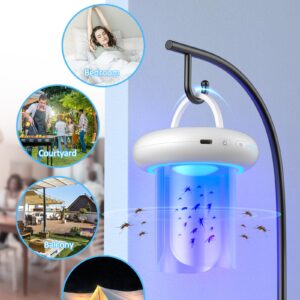 Camfeast 360° Flying Insect Trap with 60h USB Rechargeable Battery, Get-rid Food, Plant Fruit-Fly Killer, Night Light Catcher for Gnat, Noseeum, Flies, Housefly, Trap on Indoor House, Insectos Trampa