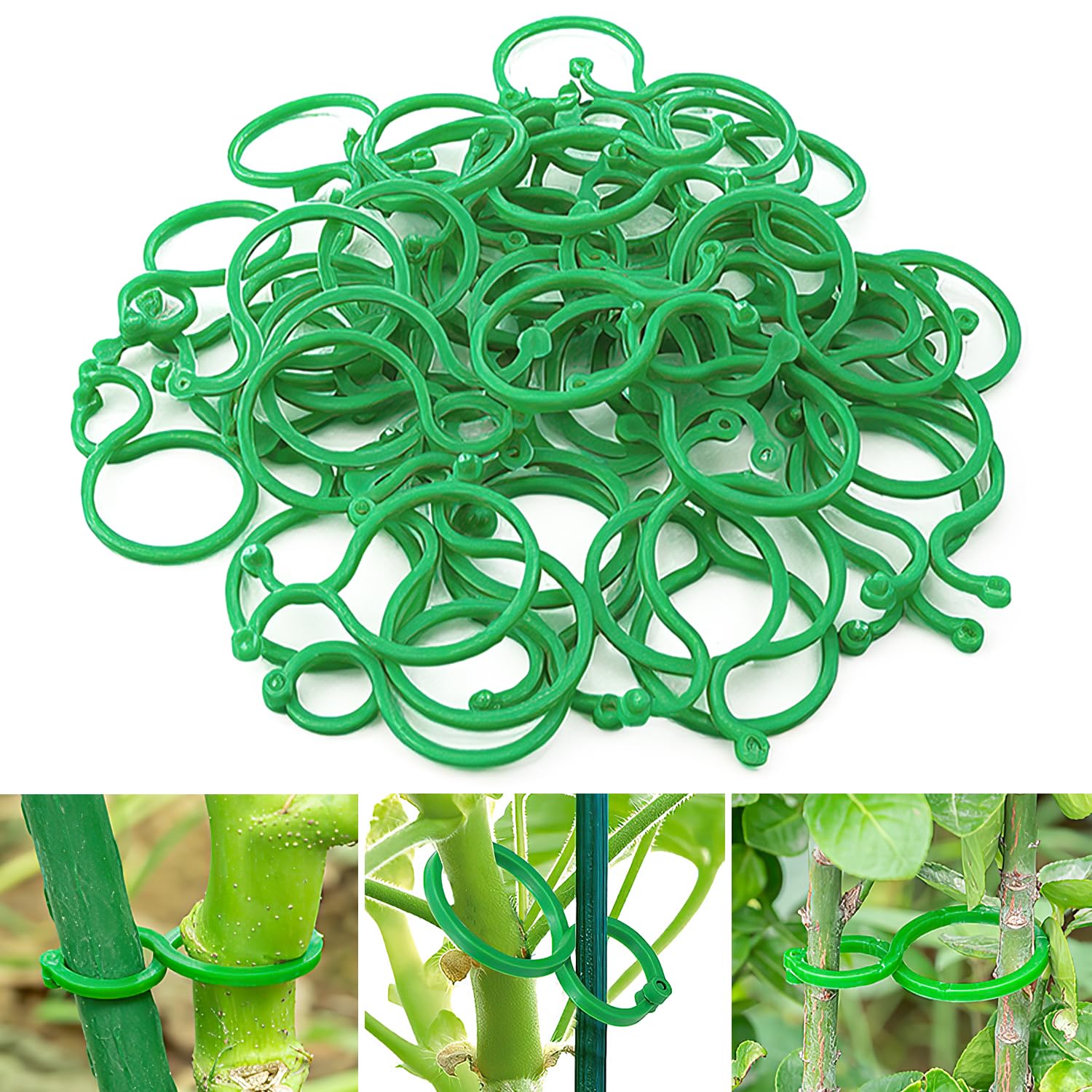 Generic 100 PCS Plant Support Clips for Climbing Plants Outdoor, Tomato Plant Support Vine Clips Plant Flower Lever Loop Gripper Fixing Clips, Secured Plastic Plant Clips Reusable Garden Clips