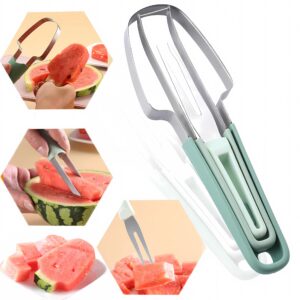 fmoysien watermelon cutter slicer tool,3-in-1 stainless steel watermelon cutter watermelon popsicle cutter watermelon fork fruit cutting tool for kitchen utility gadgets