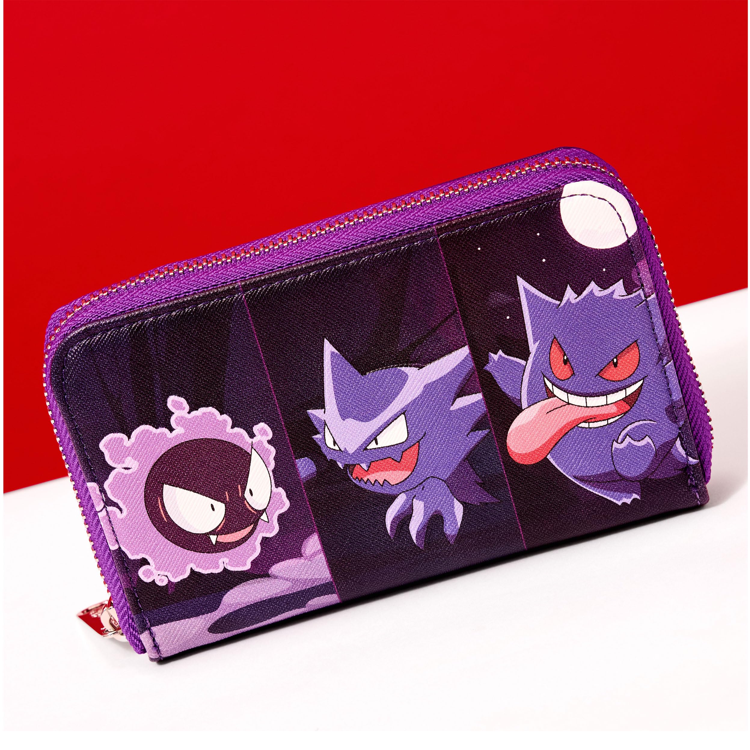 Loungefly Pokemon Gastly Evolutions Zip Around Wallet, Black