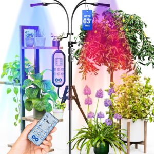 Everlasting Comfort Grow Lights for Indoor Plants Full Spectrum - Plant Lights for Indoor Growing (4 Lamps), 3-18 Hour Timer, Adjustable 63" Tripod, LED Grow Lights, Plant Light for Seed Starting