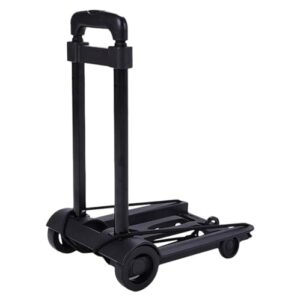 Black Foldable Hand Truck Folding Hand Dolly Cart Portable Truck Dolly with 4 Wheels for Luggage Carrying (Black)