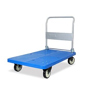 generic flatbed hand cart platform truck plastic chassis with high loading capacity foldable handle for easy carry and storage hand trolley heavy duty flatbed cart (size : s), small