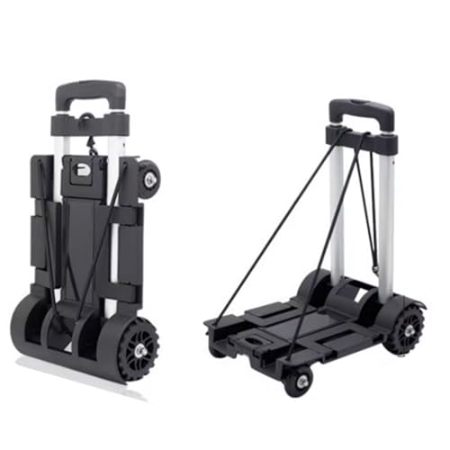 Generic Aluminum Alloy Folding Cart Adjustable Hand Truck Dolly Hand Trunk Cart Mini Luggage Cart with Wheels for Carry Boxes, 1 pc, Black