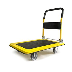 generic push cart dolly steel platform truck small folding hand cart with swivel wheels for bookstore restaurant moving trolley 440lbs weight capacity platfor