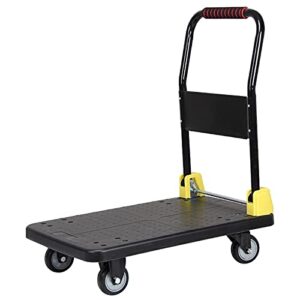 generic hand trucks foldable push hand cart for loading and storage platform truck trolley with 360 degree swivel wheels large loading capacity push cart (color : q 6)