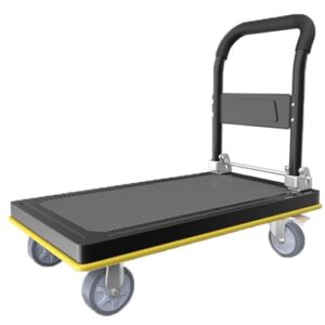 generic rolling flatbed cart dolly folding platform trolley heavy duty hand sack truck transport truck for loading and storage, black