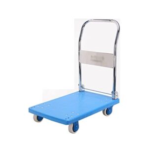 generic platform trucks platform truck silent push cart with metal handle and plastic deck for luggage cooler moving folding hand trolley swivel wheels platform cart, 440lb(72*46)