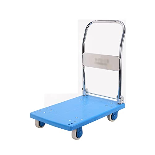 Generic Platform Trucks Platform Truck Silent Push Cart with Metal Handle and Plastic Deck for Luggage Cooler Moving Folding Hand Trolley Swivel Wheels Platform Cart, 440lb(72*46)