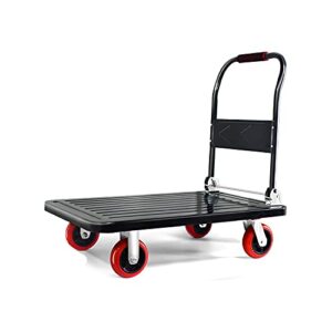 generic cart folding platform truck with plastic panel metal handle silent wheels moving push cart for warehouse garage large load capacity platform truck cart (size : 990lb)