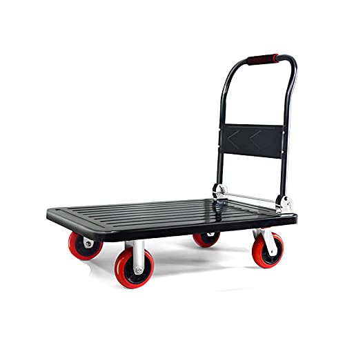 Generic Cart Folding Platform Truck with Plastic Panel Metal Handle Silent Wheels Moving Push Cart for Warehouse Garage Large Load Capacity Platform Truck Cart (Size : 990lb)