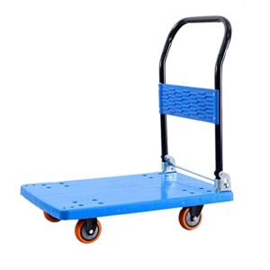 generic folding push cart, moving platform hand truck,mute flatbed cart truck foldable,with foldable handle for carrying, warehouse, home (size : 88 * 58cm[34 * 22inch])