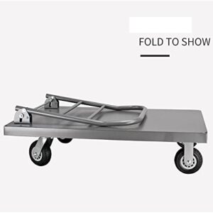 Generic Flatbed Hand Cart Platform Truck with Foldable Handle and 360 Degree Swivel Wheels Steel Push Hand Cart for Loading and Storage Hand Truck Heavy Duty Flatbed Cart (Size : 70 * 46)