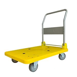 platform trucks platform truck folding hand cart with metal handle and swivel wheels silent moving for luggage household travel heavy duty load platform cart