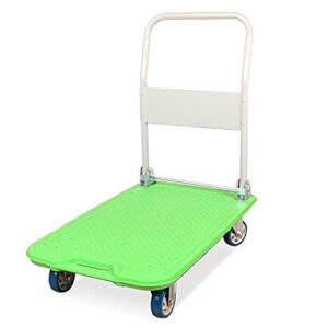 push cart dolly foldable platform truck plastic deck metal handle folding push cart for moving silent wheels trolley fit outdoor indoor transport plat