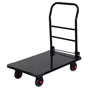 generic platform hand truck steel platform truck folding hand cart with handle and 360 degree swivel wheels for luggage household daily moving high load dolly foldable (size : 6in wheels 770lbs)