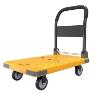 generic foldable push hand cart heavy duty platform hand truck folding flatbed dolly swivel wheels moving trolley for office use,can hold 1000 lbs (yellow s)