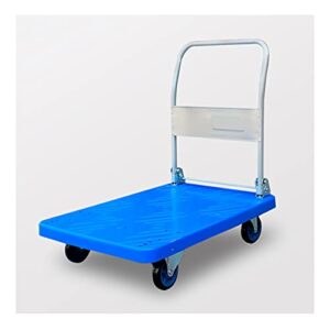 generic hand trucks platform truck with wheels plastic chassis and metal foldable handle for household items luggage transport moving push cart push cart (color : wheels2, size : 82 * 50)