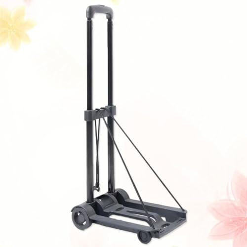 Black Foldable Hand Truck Folding Hand Dolly Cart Portable Truck Dolly with 4 Wheels for Luggage Carrying (Black)