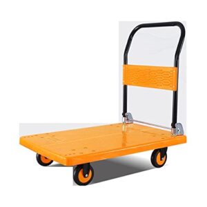 generic hand trucks platform truck silent wheels for 360 degree push cart with foldable handle for home office shops high capacity plastic deck push cart (size : 72 * 46-440lb)