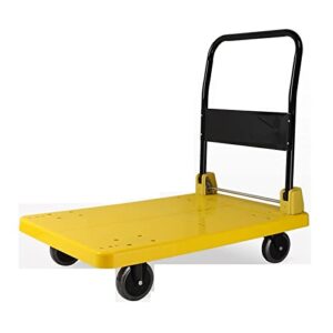 generic push cart dolly folding platform truck plastic deck and metal handle hand cart with wheels foldable push trolley for lage parcel tools moving platform