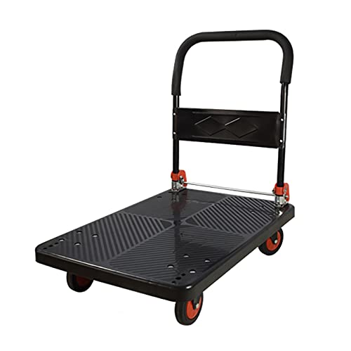 Generic Hand Truck Silent Platform Truck Moving Push Cart with Foldable Handle and Mute Swivel Wheels for Home Office 440lbs Weight Capacity Utility Cart (Color : Graywheel)