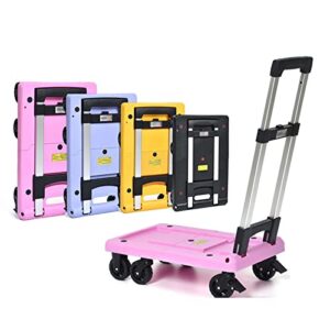 generic cart platform hand truck small foldable push cart for easy storage and 360 degree swivel wheels retractable chassis multi-color platform truck cart (color : p 3)