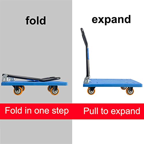 Generic Folding Push Cart, Moving Platform Hand Truck,Mute Flatbed Cart Truck Foldable,with Foldable Handle for Carrying, Warehouse, Home (Size : 88 * 58cm[34 * 22inch])