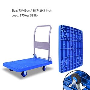 Generic Foldable Push Hand Cart Folding Platform Truck Plastic Deck and Metal Handle Hand Cart with Wheels Foldable Push Trolley for Lage Parcel Tools Moving