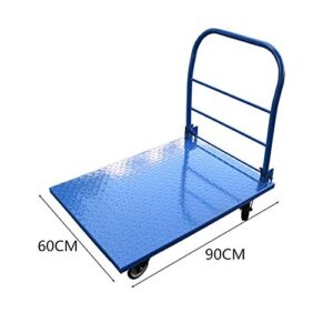 Generic Handling Vehicle Flatbed Truck Push Cart Dolly Moving Platform Hand Truck — Foldable for Easy Storage and 360 Degree Swivel Wheels, Blue