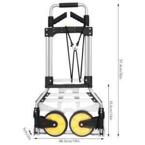 Generic Aluminum Heavy Duty Hand Cart Trolley Grocery Shopping Trailer Folding Hand Truck for Easy Transportation,Load-Bearing Capacity 160lbs