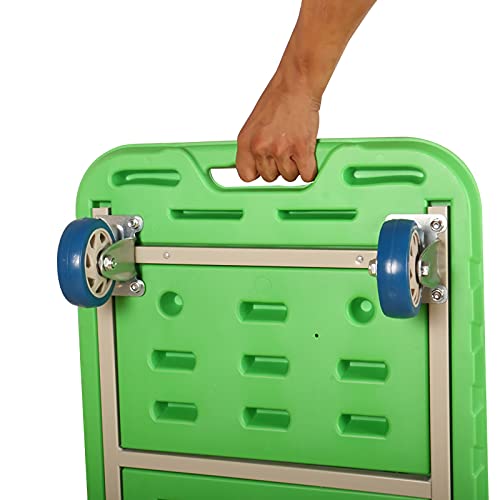 Push Cart Dolly Foldable Platform Truck Plastic Deck Metal Handle Folding Push Cart for Moving Silent Wheels Trolley Fit Outdoor Indoor Transport Plat