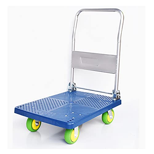 Generic Hand Truck Platform Truck Large Folding Push Cart with Metal Handle and 4 Wheels for Home Bookstore Moving Trolley 660lbs Weight Capacity Folding Cart (Size : 6inchwheels-Green)