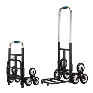 generic hand trucks heavy-duty steel stair climbing cart, folding hand truck, multifunctional trolley, 6-wheel solid rubber wheel transport cart, 100kg load capacity