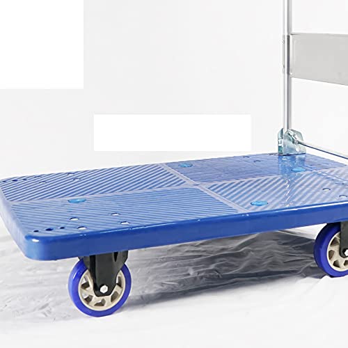 Generic Hand Trucks Plastic Platform Cart Lightweight and Foldable Hand Truck with 4 Wheels 360 Degree Pull and Push for Luggage Home Daily Transport Push Cart (Size : 91 * 60-660lb)