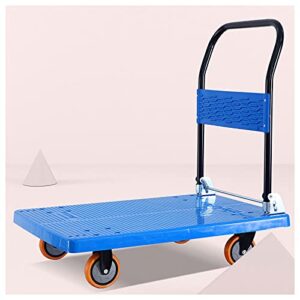 generic cart plastic platform cart portable folding hand truck with metal handle and 4 silent wheels for indoor and outdoor moving transport platform truck cart (size : 72 * 46-440lb)