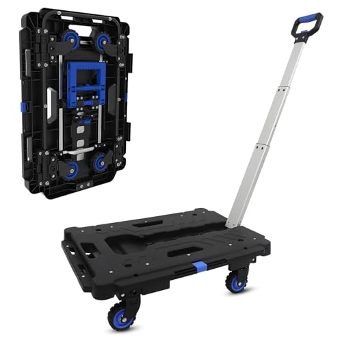 Generic Foldable Platform Hand Truck Can Splice Together Push Cart 300lb Weight Capacity Lightweight Flatbed Trolley for Warehouse,Can Hold 300 Lbs